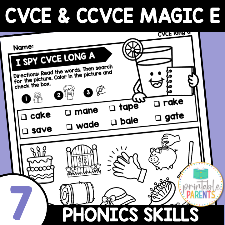 CVCE Long Vowel Summer Review Worksheets – Printable Parents