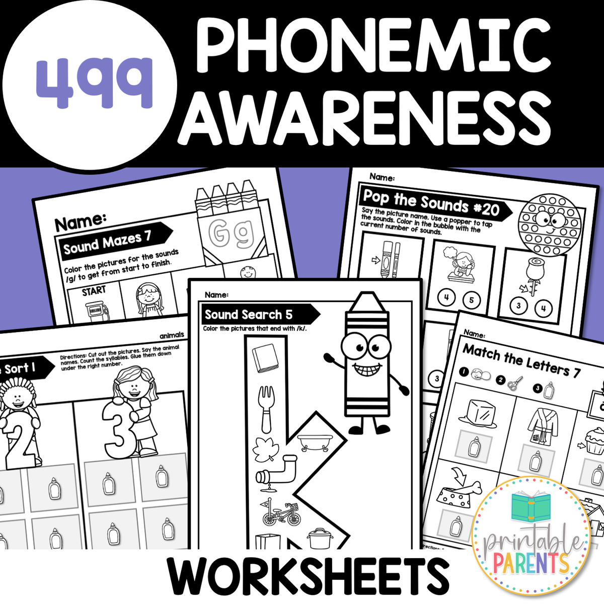 Phonemic Awareness Worksheet Bundle – Printable Parents