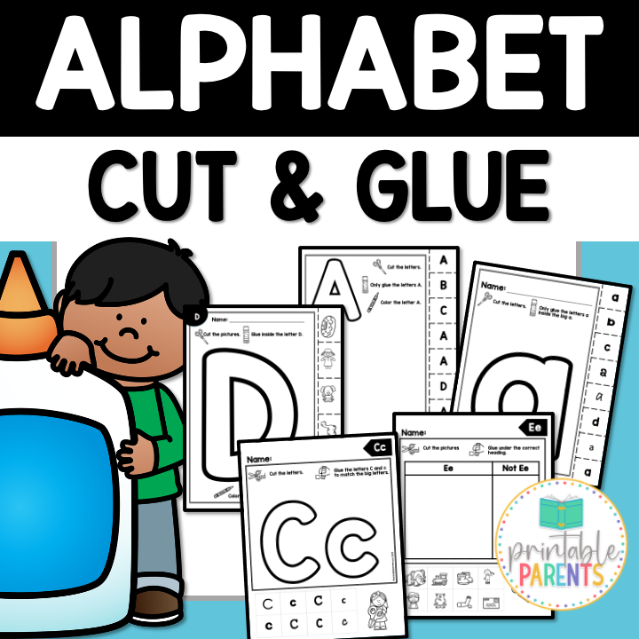 Alphabet Cut and Paste Worksheet Pack – Printable Parents