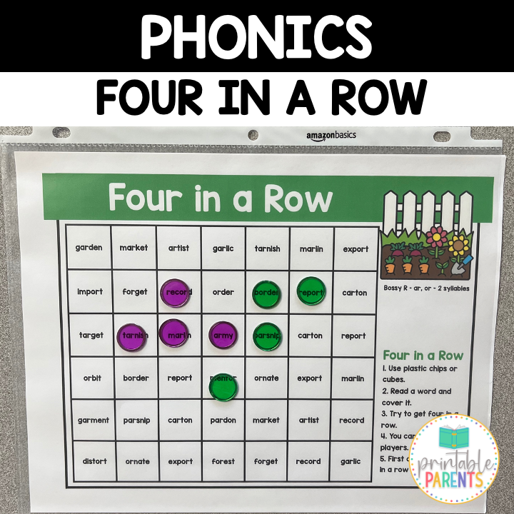 Phonics Four in a Row Game (FLASH SALE) – Printable Parents