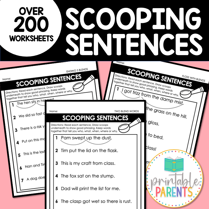 Scooping Sentences Worksheets – Printable Parents