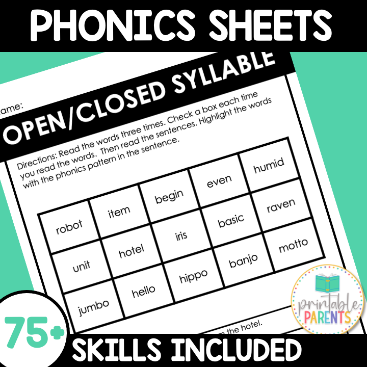 Phonics Simple Sheets – Printable Parents