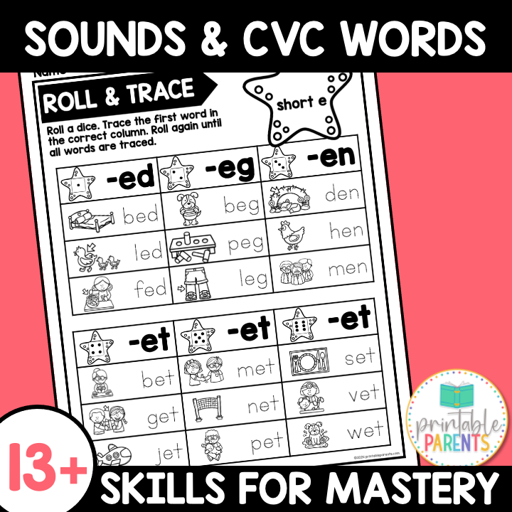CVC Words Summer Phonics Worksheets – Printable Parents