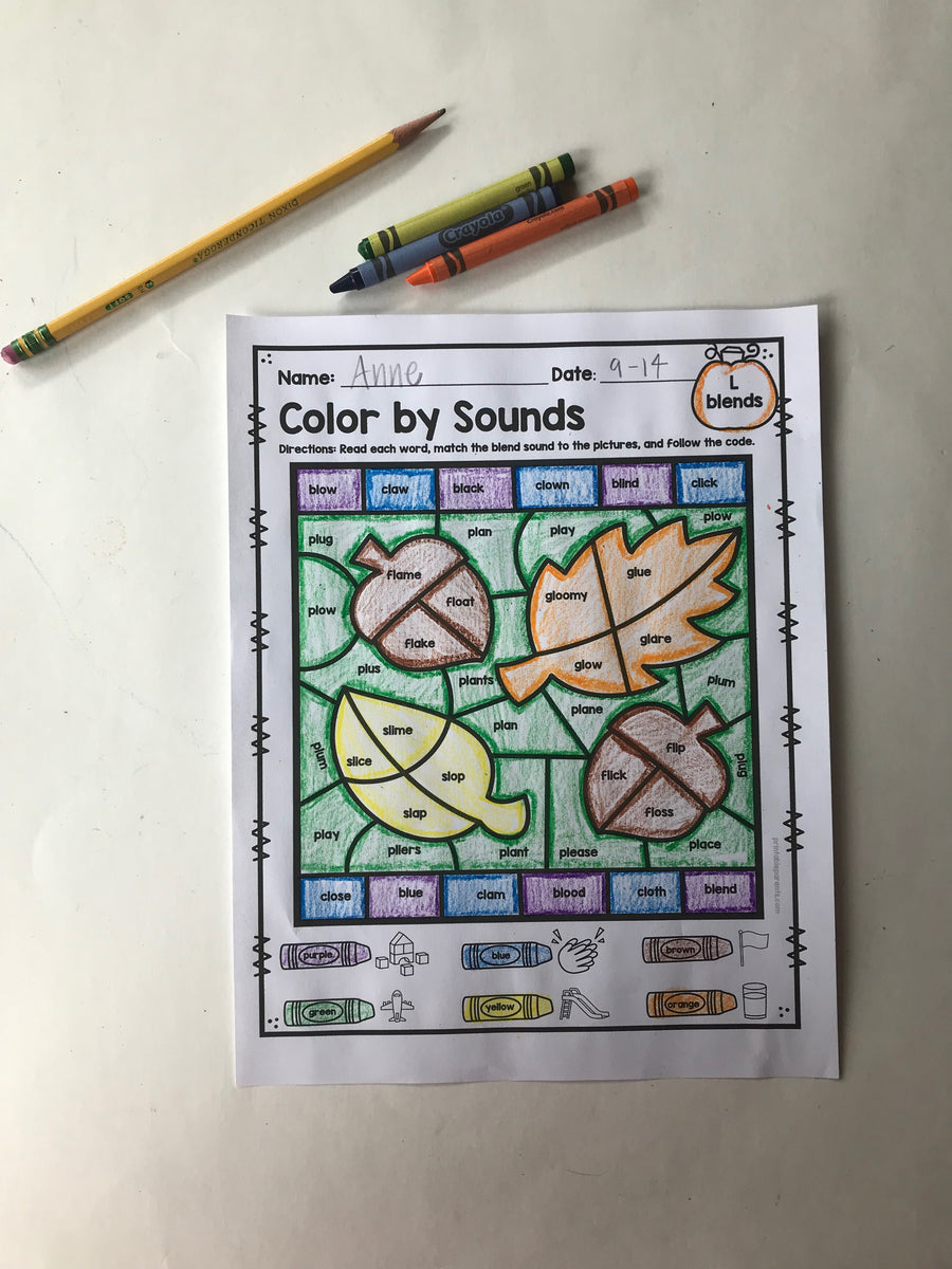 Fall Color by Blends Worksheets – Printable Parents