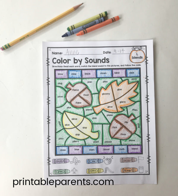 Consonant Blends Color by Number – Printable Parents