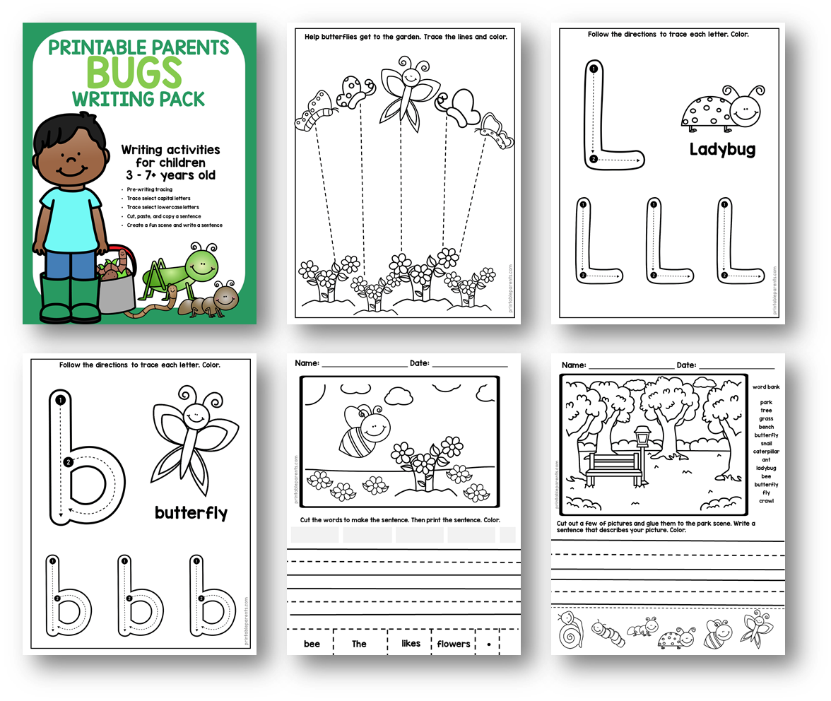 Bugs Writing Pack – Printable Parents