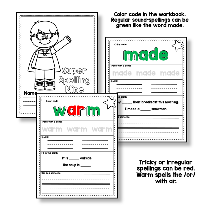 color code spelling words