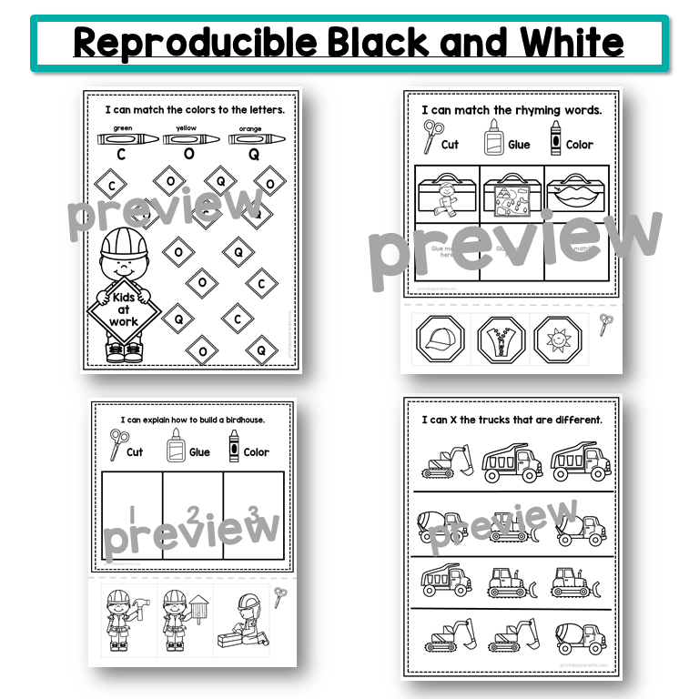 Construction-theme Preschool Worksheets – Printable Parents
