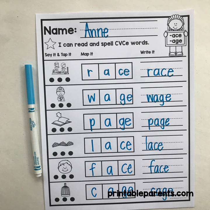 CVCe Word Mapping Worksheets – Printable Parents