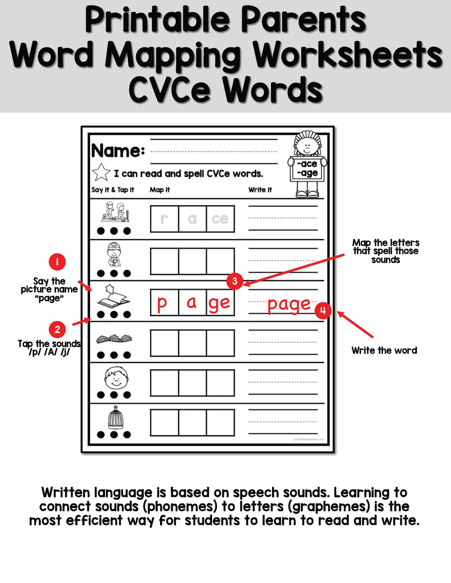CVCe Word Mapping Worksheets – Printable Parents
