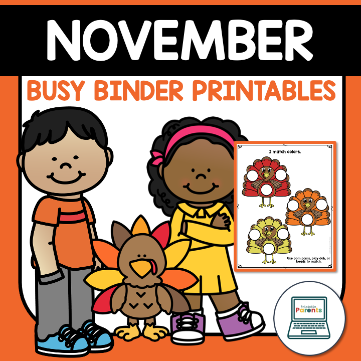 November Busy Binder for Preschoolers – Printable Parents