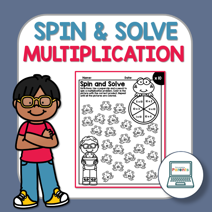 Multiplication Facts Spin and Solve Worksheets – Printable Parents