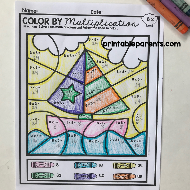 free multiplication coloring pages printable