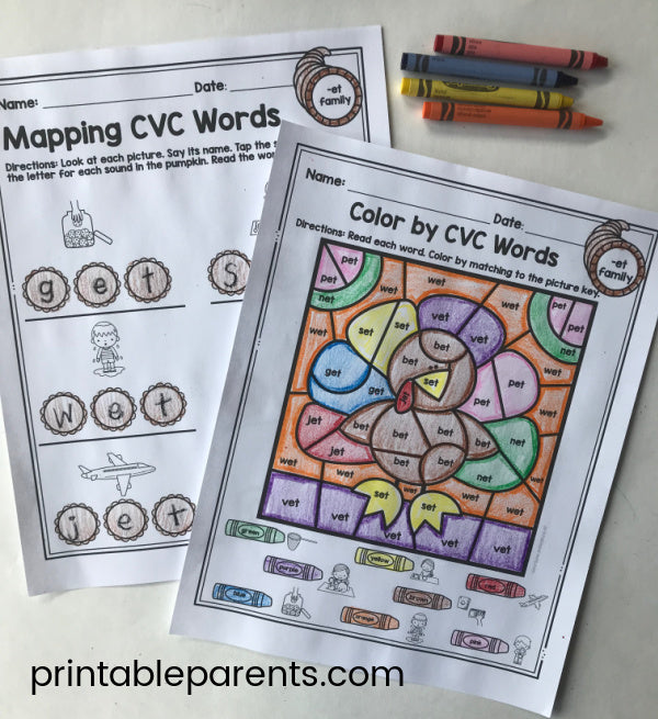 CVC Color by Number Bundle – Printable Parents