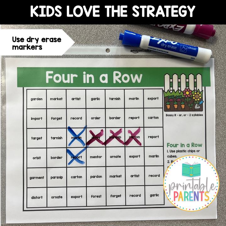 Phonics Four in a Row Game (FLASH SALE) – Printable Parents