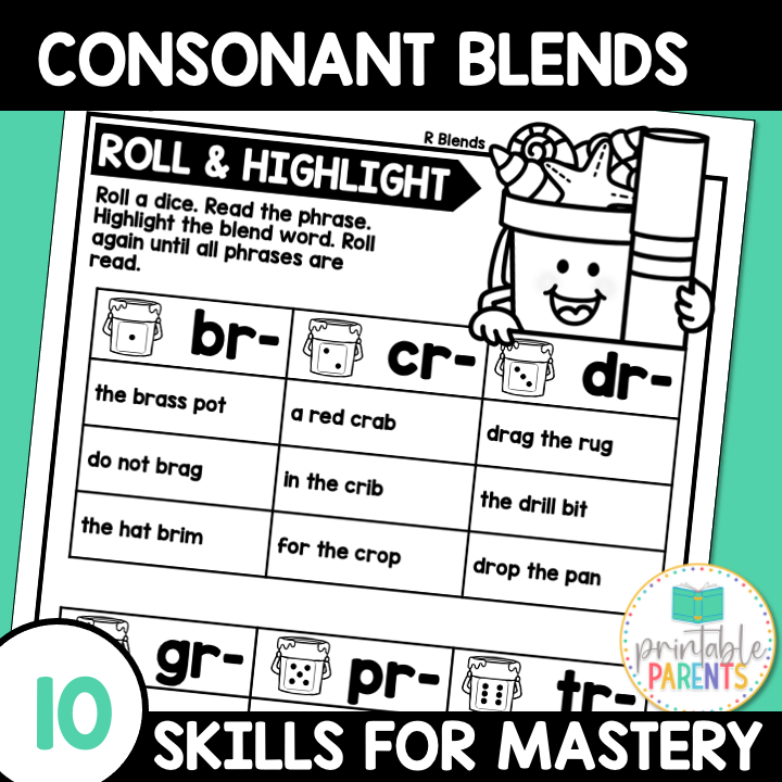 Consonant Blends Summer Review Worksheets – Printable Parents