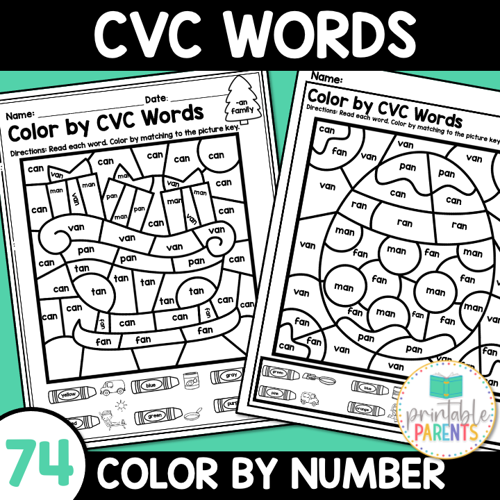 CVC Color by Number Bundle – Printable Parents