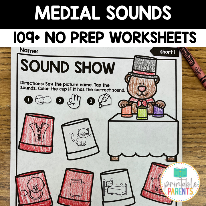 Vowel Sounds Worksheets - Medial Sounds Phonemic Awareness Worksheets ...