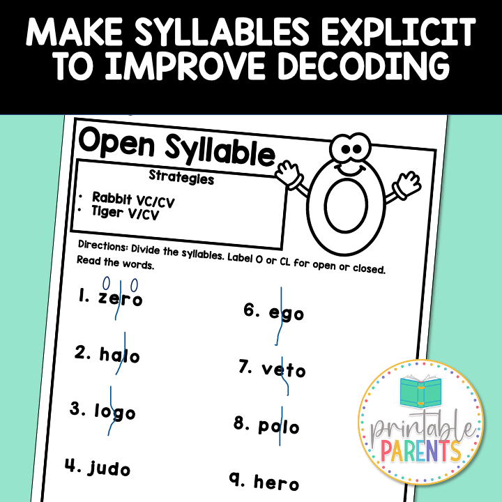 Syllable Division Worksheets by Phonics Skills – Printable Parents