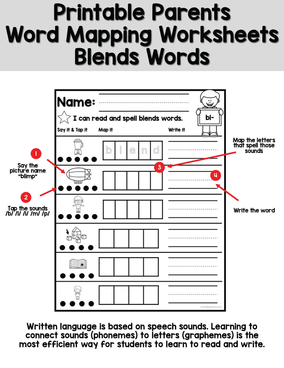 Blends Word Mapping Worksheets - Beginning Blends and Ending Blends ...