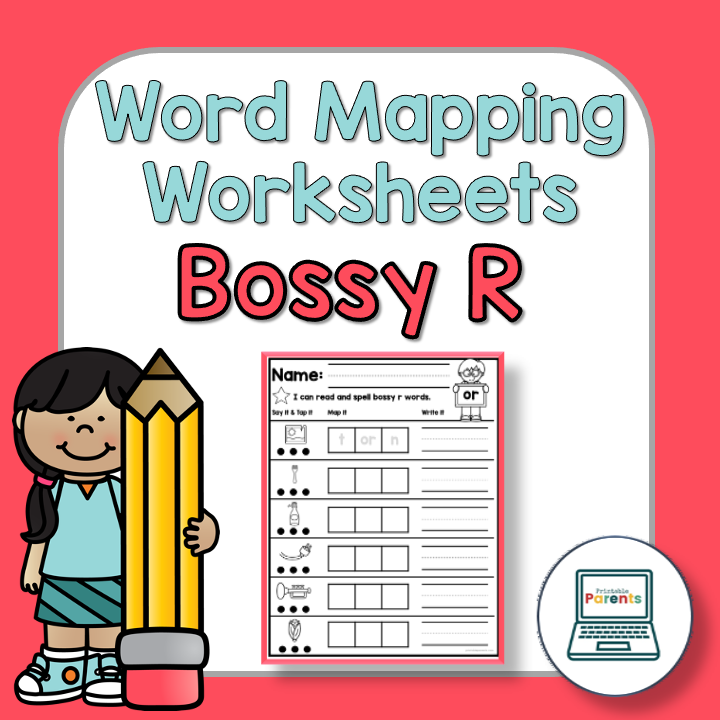 R-Controlled Vowels Word Mapping Worksheets - Bossy R Worksheets ...