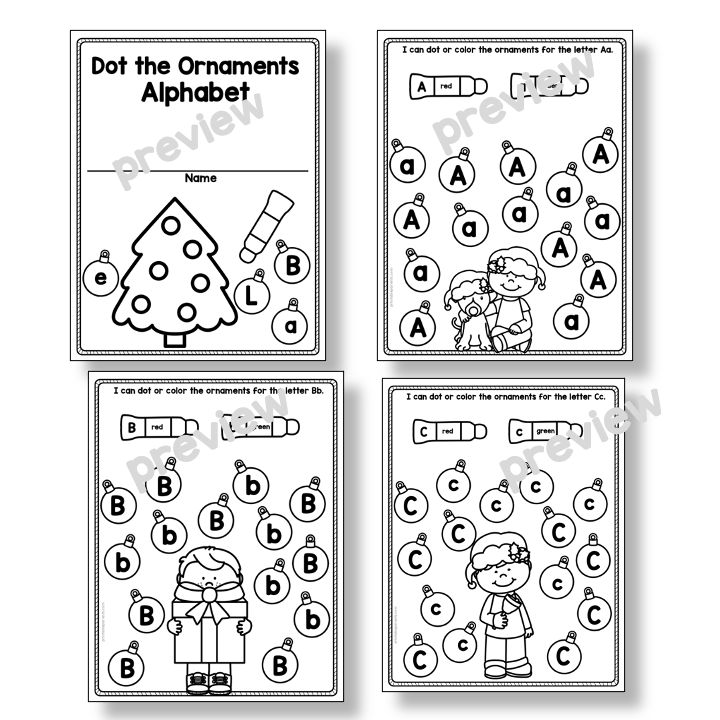 Christmas Dot the Alphabet Worksheets – Printable Parents