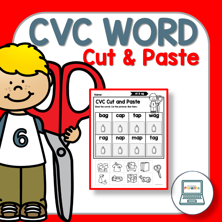 Cvc Cut Paste Printable Worksheets CVC Words Read And Match Phonics