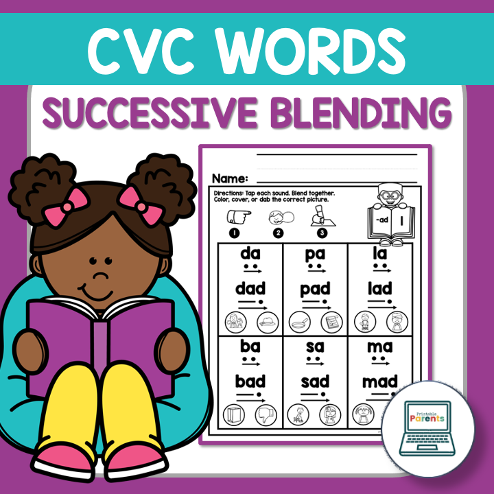 Successive Blending CVC Words Worksheets – Printable Parents