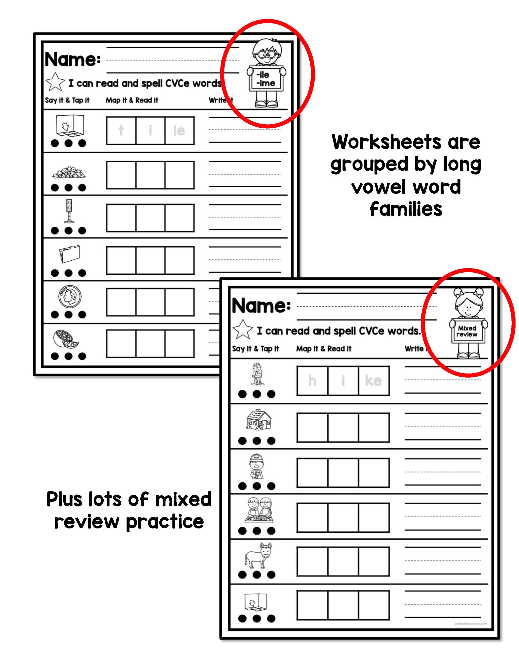 CVCe Word Mapping Worksheets – Printable Parents