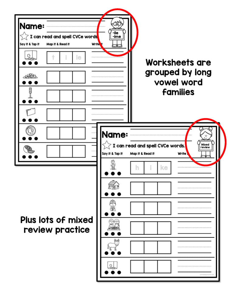 CVCe Word Mapping Worksheets – Printable Parents