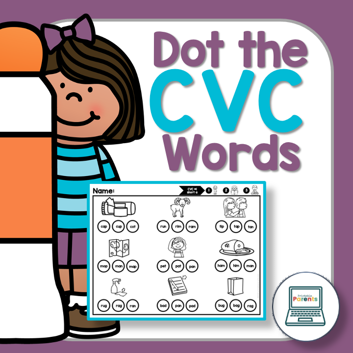 CVC Word Dab and Dot Worksheets – Printable Parents