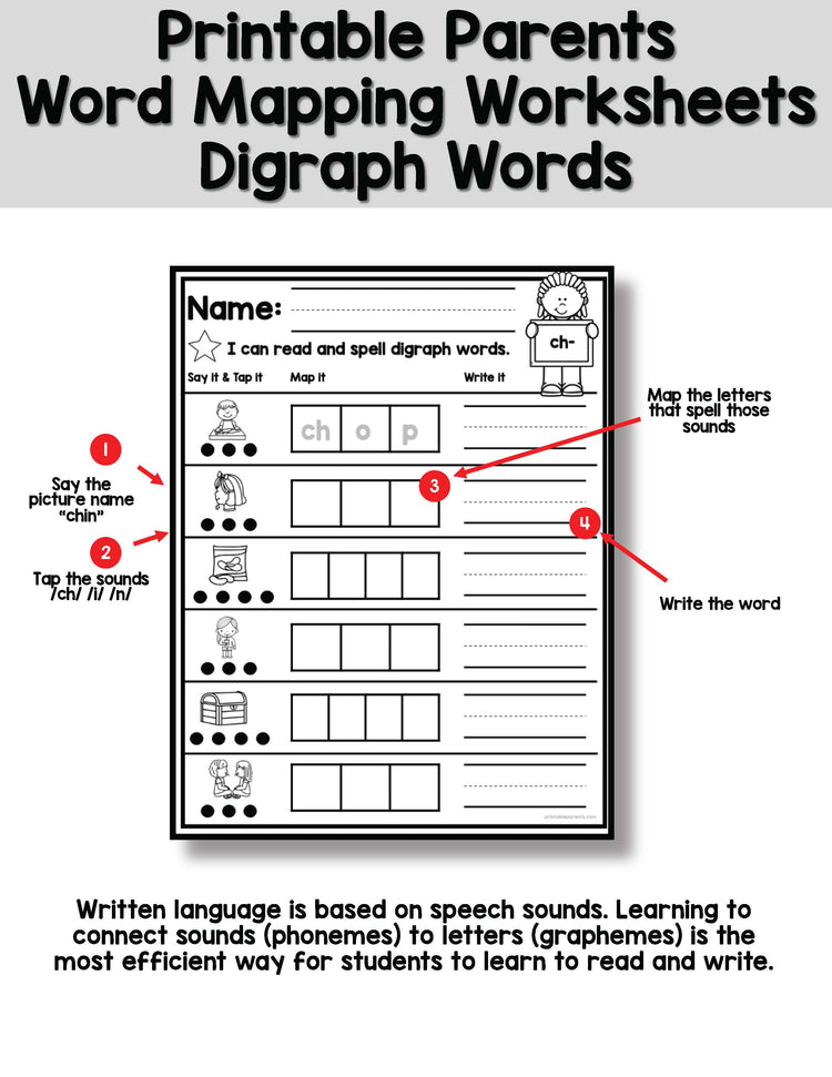 Digraph Word Mapping Worksheets – Printable Parents