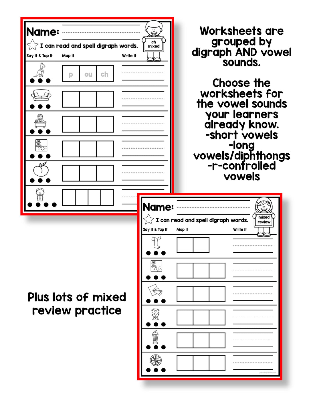 Digraph Word Mapping Worksheets – Printable Parents