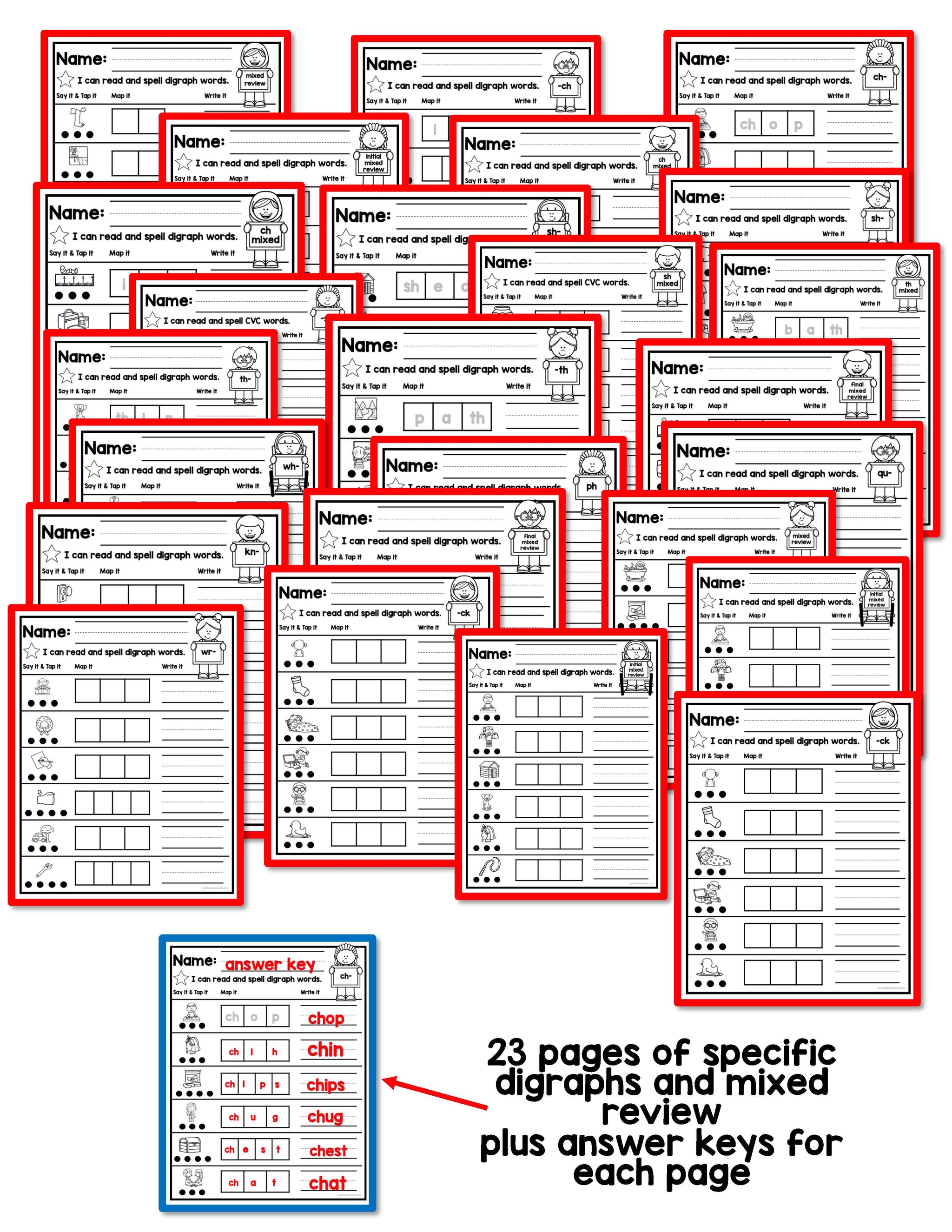 Digraph Word Mapping Worksheets – Printable Parents