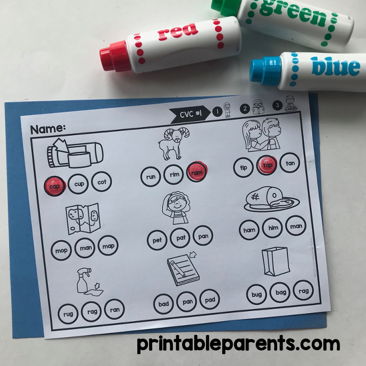 CVC Word Dab and Dot Worksheets – Printable Parents