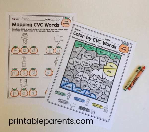 CVC Color by Number Bundle – Printable Parents