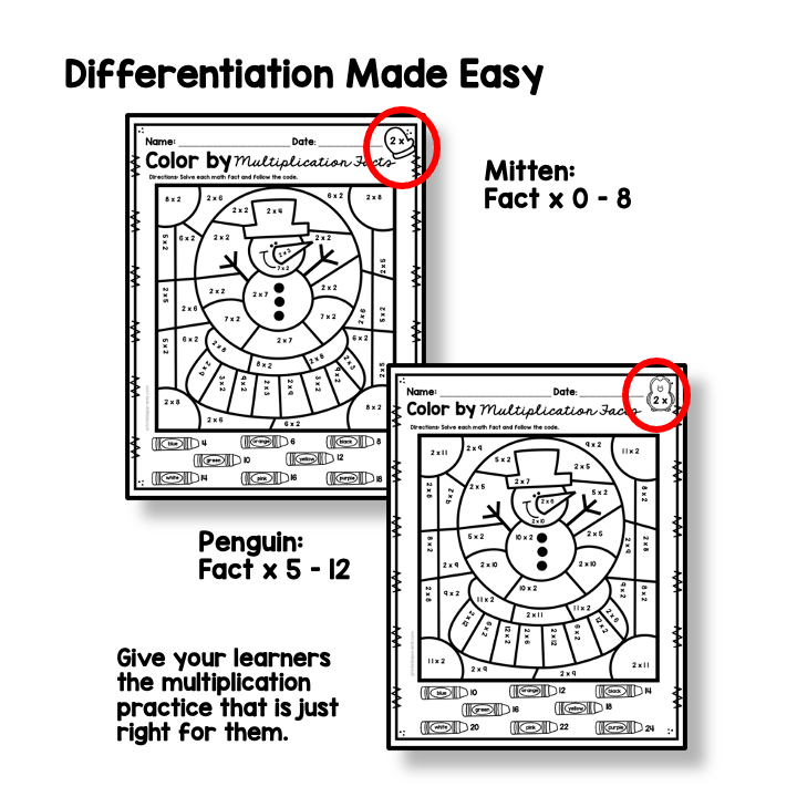 Multiplication Color by Number for Winter – Printable Parents