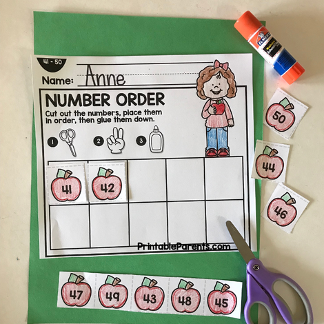 Number Order Cut and Paste Worksheets – Printable Parents