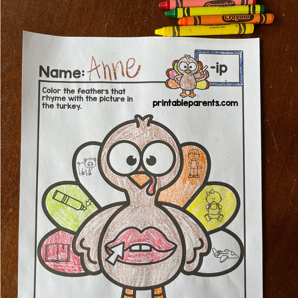 Rhyming Worksheets for Thanksgiving – Printable Parents